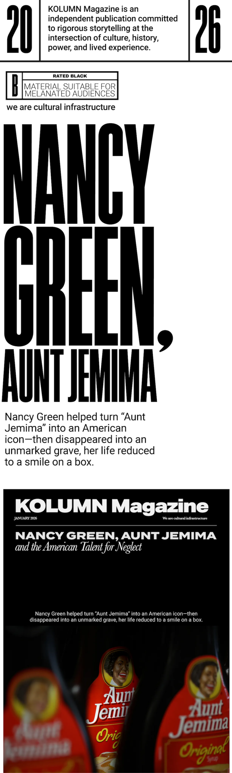 Nancy Green, Aunt Jemima, and the American Talent for Neglect - KOLUMN ...